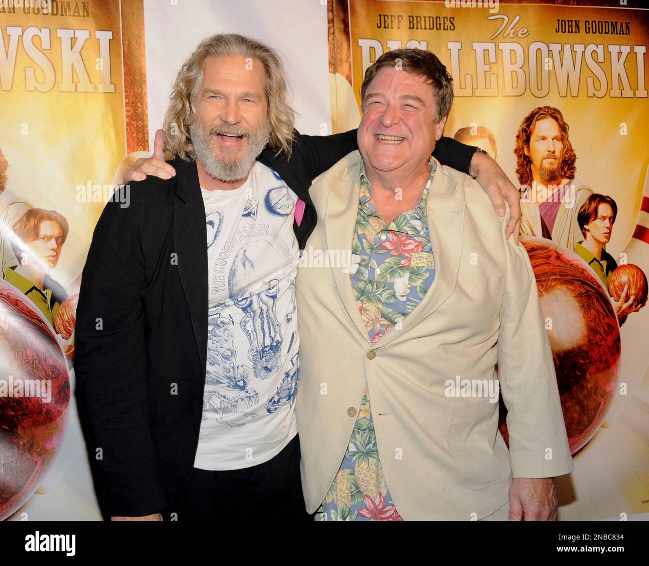 Actors Jeff Bridges, left, and John Goodman attend "The Big Lebowski ...