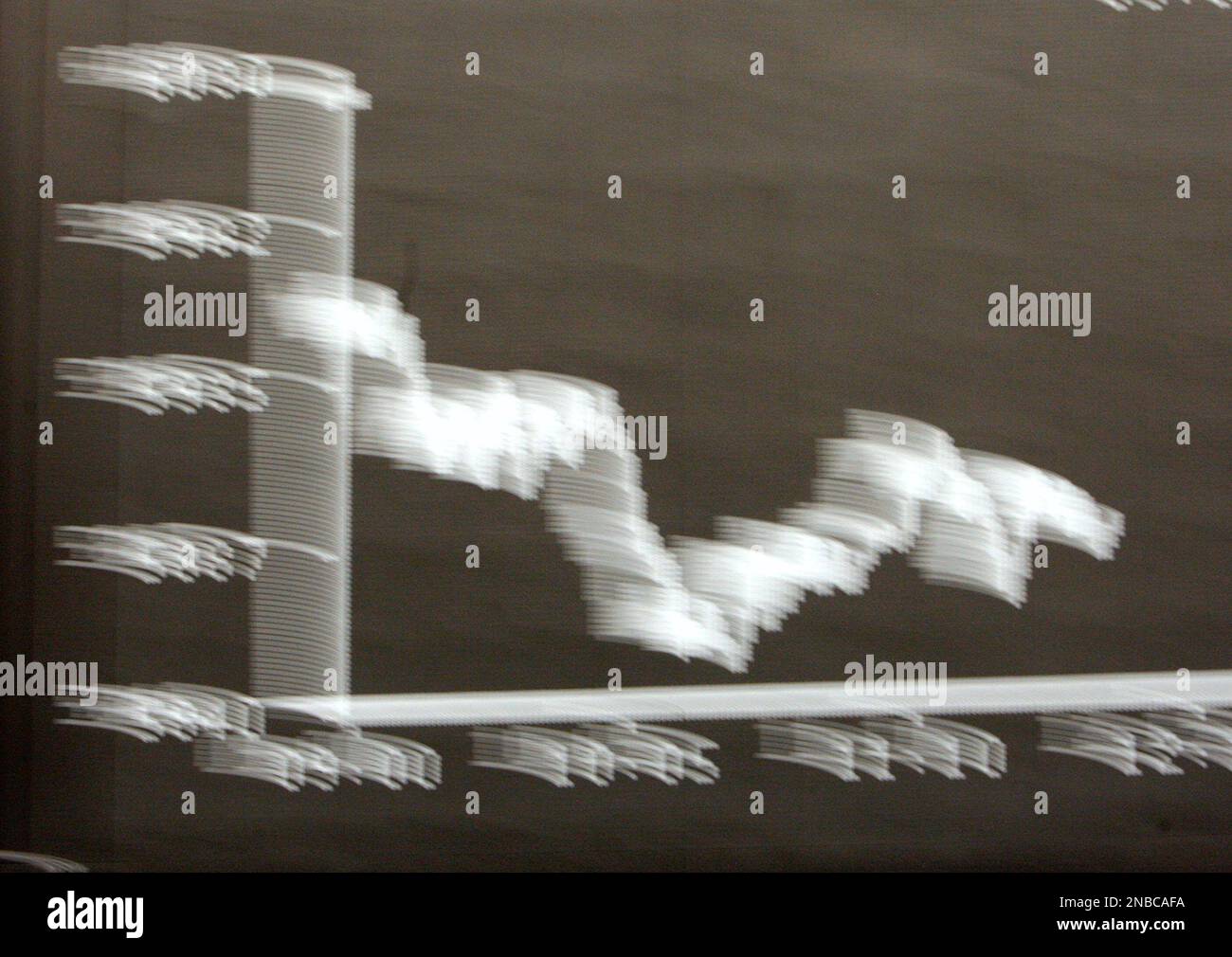 The curve of the German stock index DAX appears on a board at the stock ...