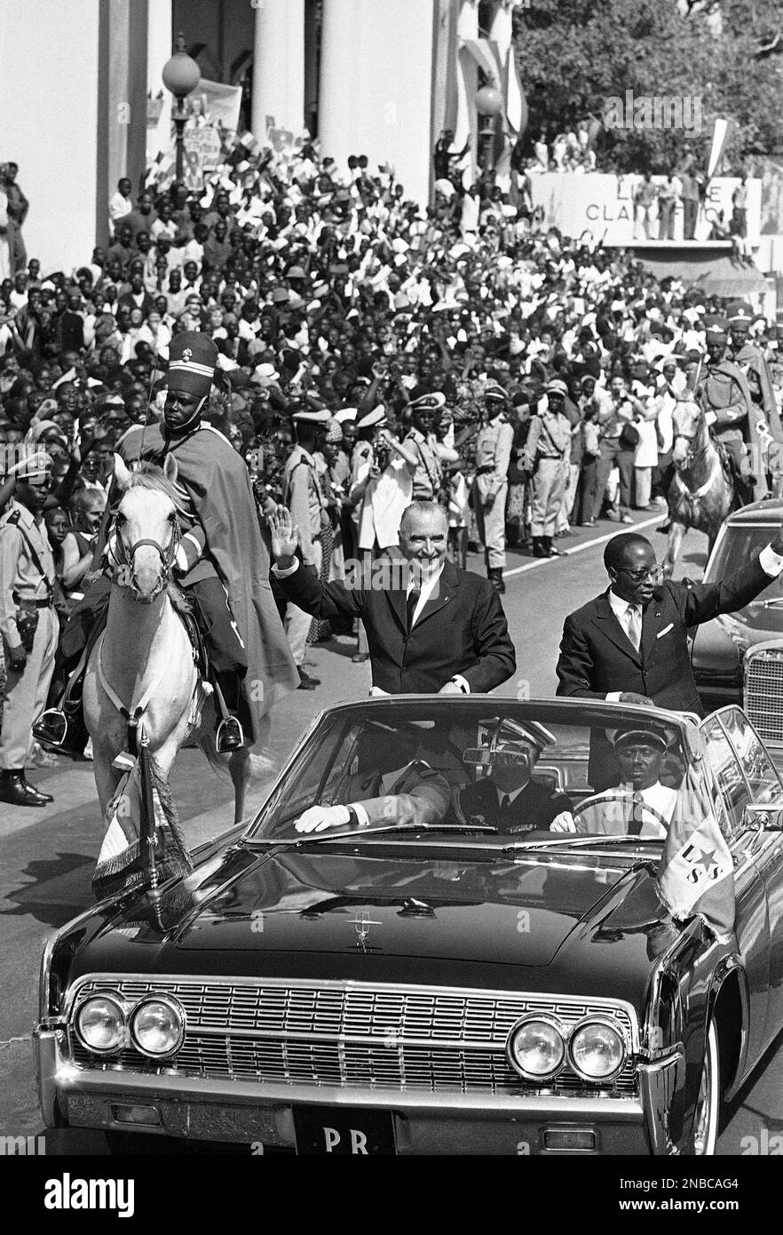 French President Georges Pompidou, left, and Senegalese President ...
