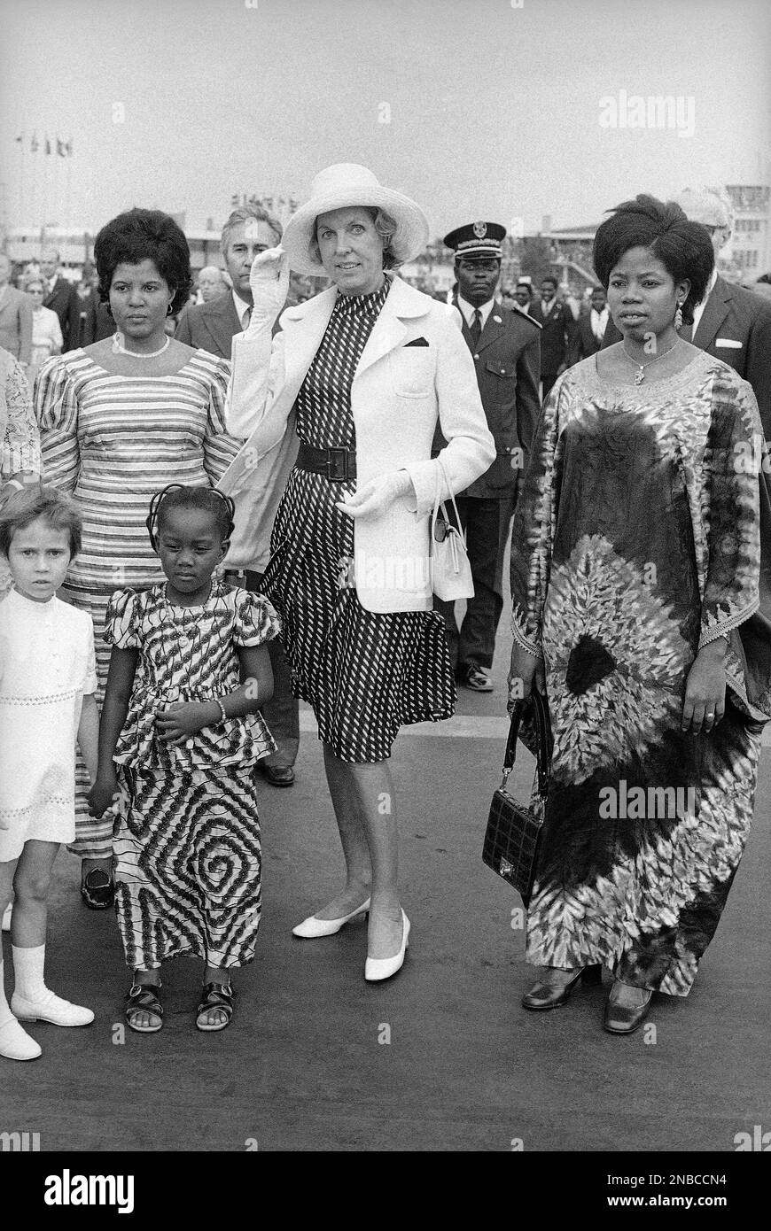 Claude Pompidou and wife of Togolese President Etienne Eyadema, right ...