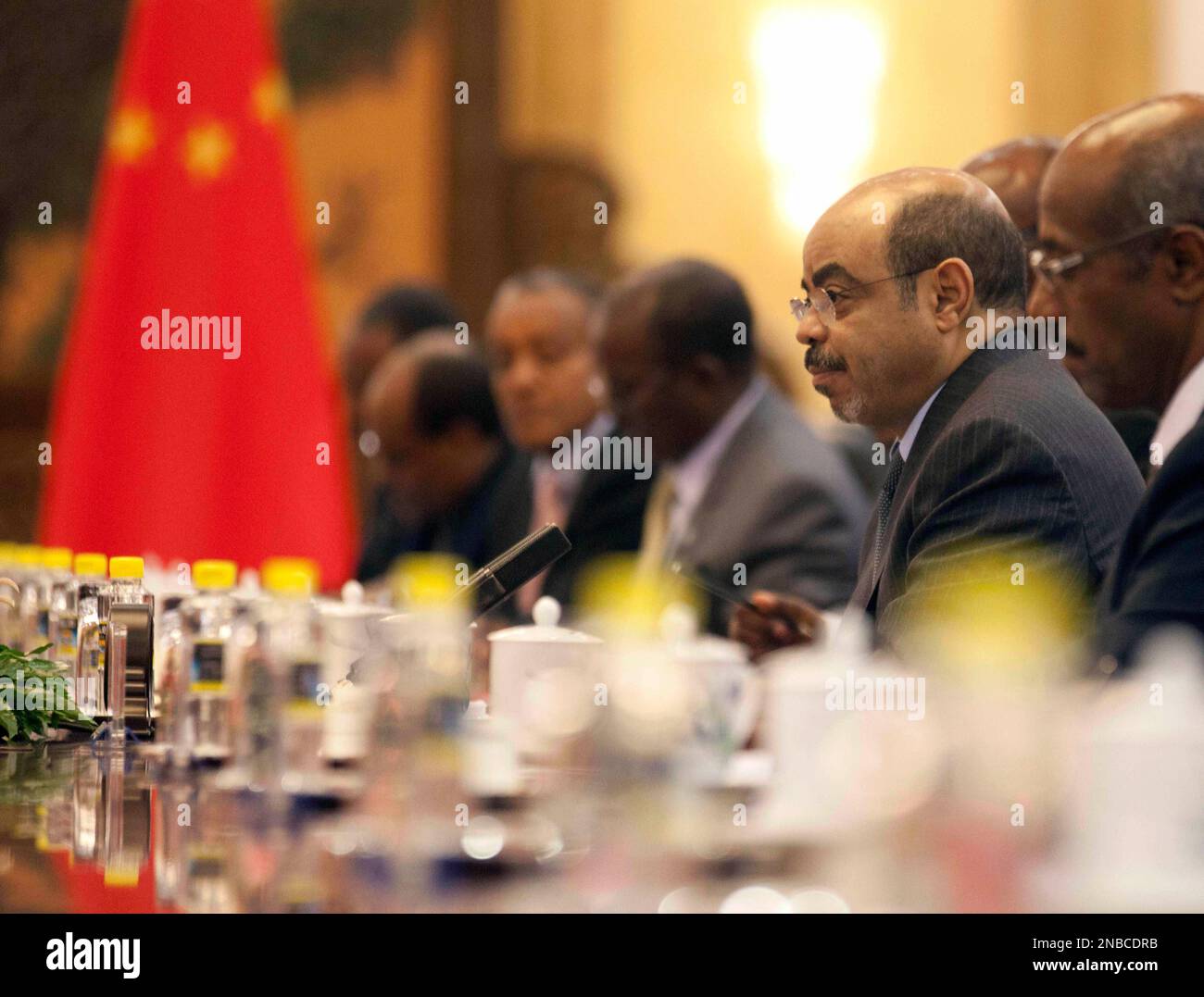 Ethiopian Prime Minister Meles Zenawi, second left, meets Chinese ...