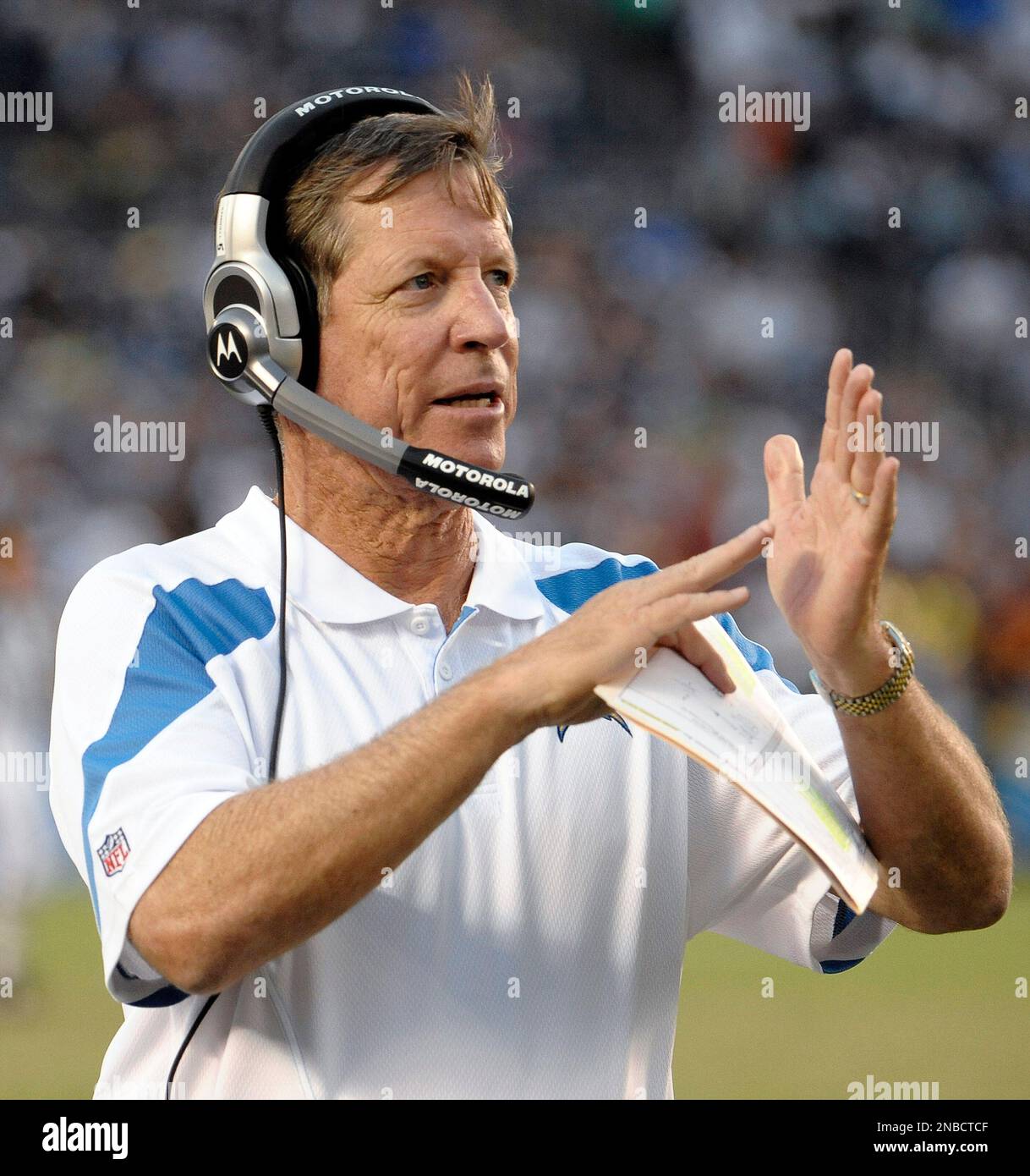 San Diego Chargers Norv Turner coaches during the fourth quarter of a ...
