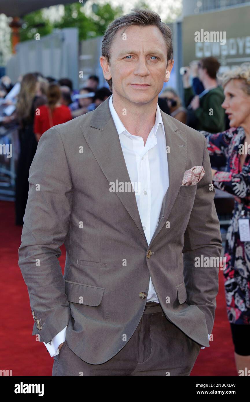 British actor Daniel Craig arrives for the British premiere of Cowboys ...