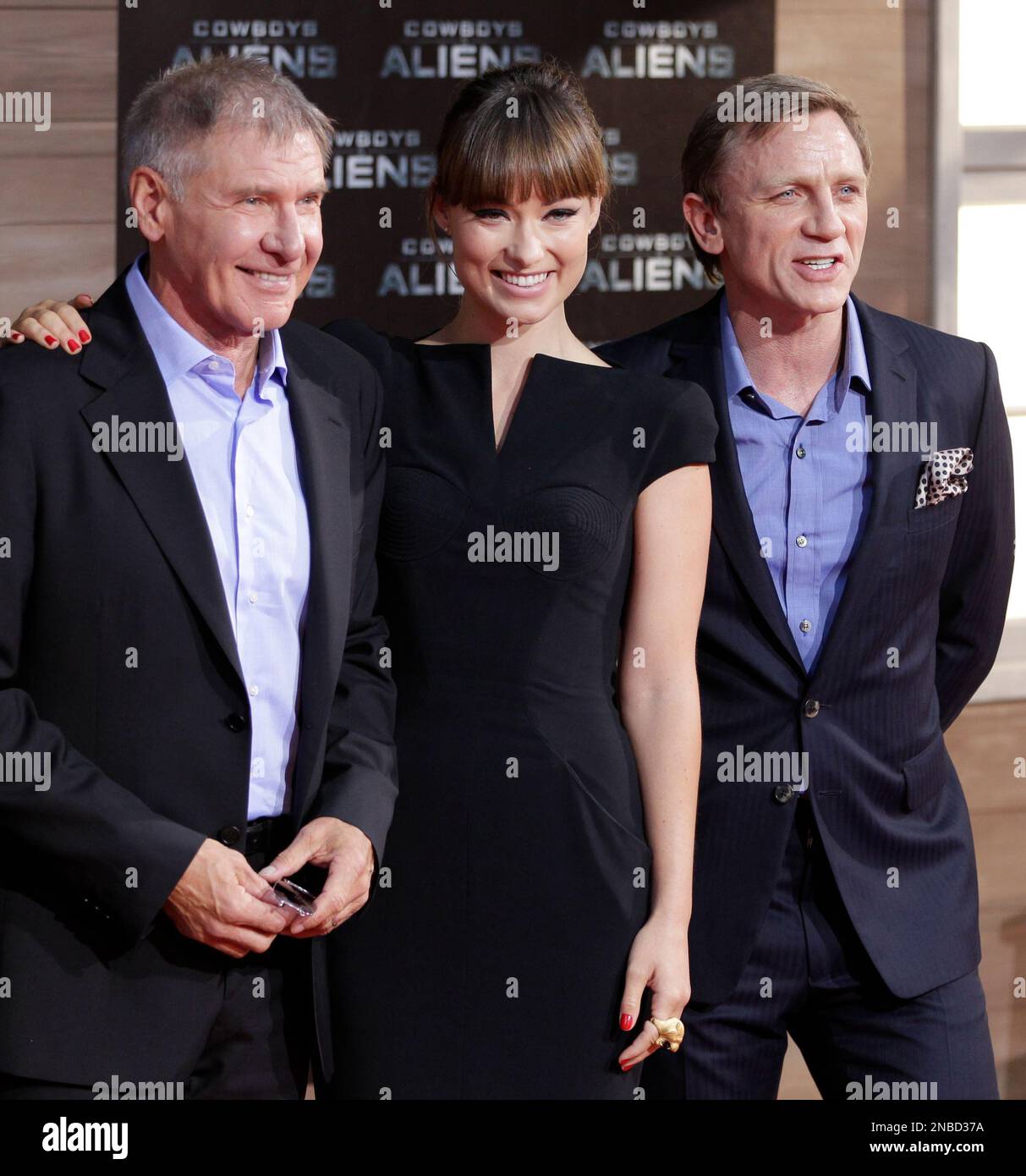 British actor Daniel Craig, right, and the US actors Olivia Wilde ...