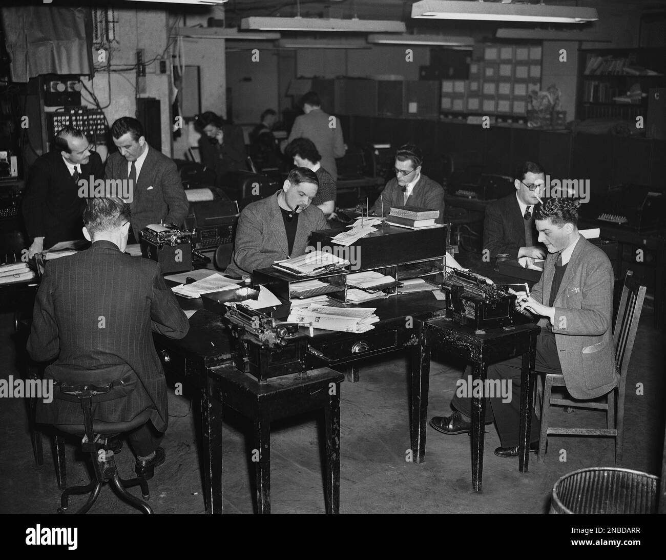 London's AP World Desk is shown in operation, Jan. 31, 1947. All are ...