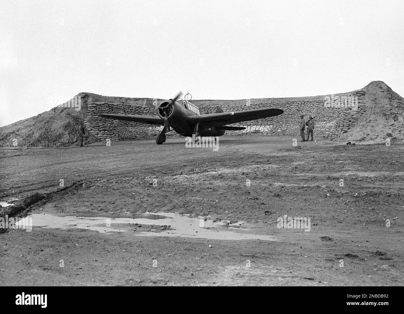 Army observation and patrol plane ready for takeoff from revetment at ...
