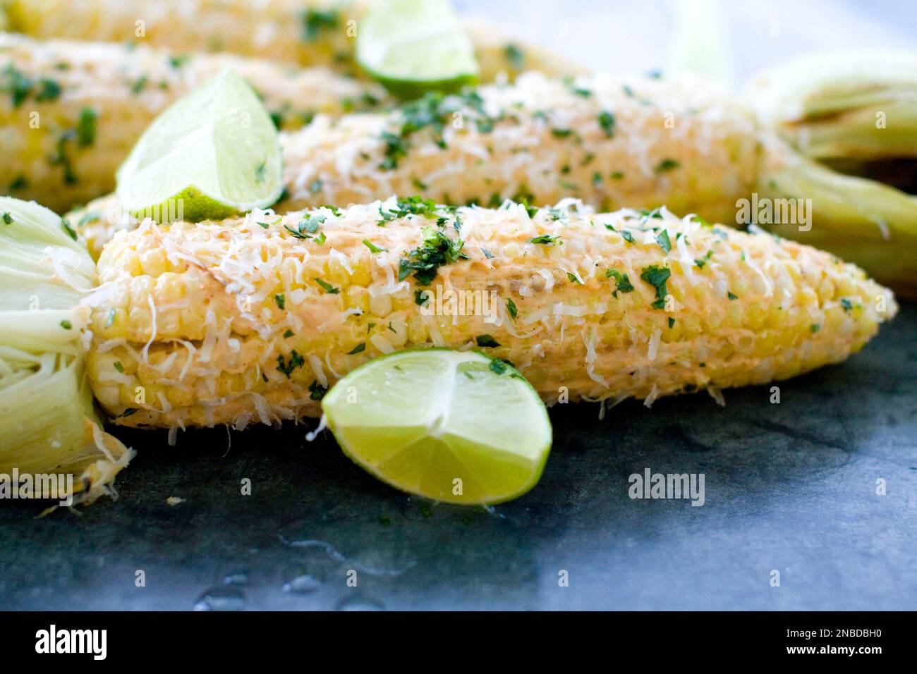 This Aug. 1 , 2011 photo shows barbecue Mexican corn in Concord, N.H ...