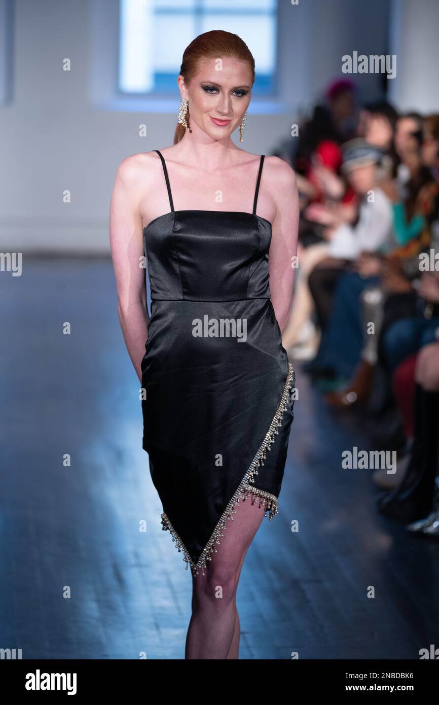 Models walk at the Dell Scott Collection NYFW Runway Show at 52 Walker Street New York, NY on ...