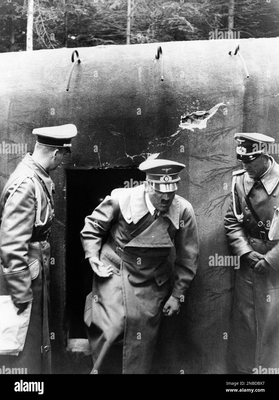 Adolf Hitler inspecting former Czech Vest Pocket forts at Kreuzbuche ...