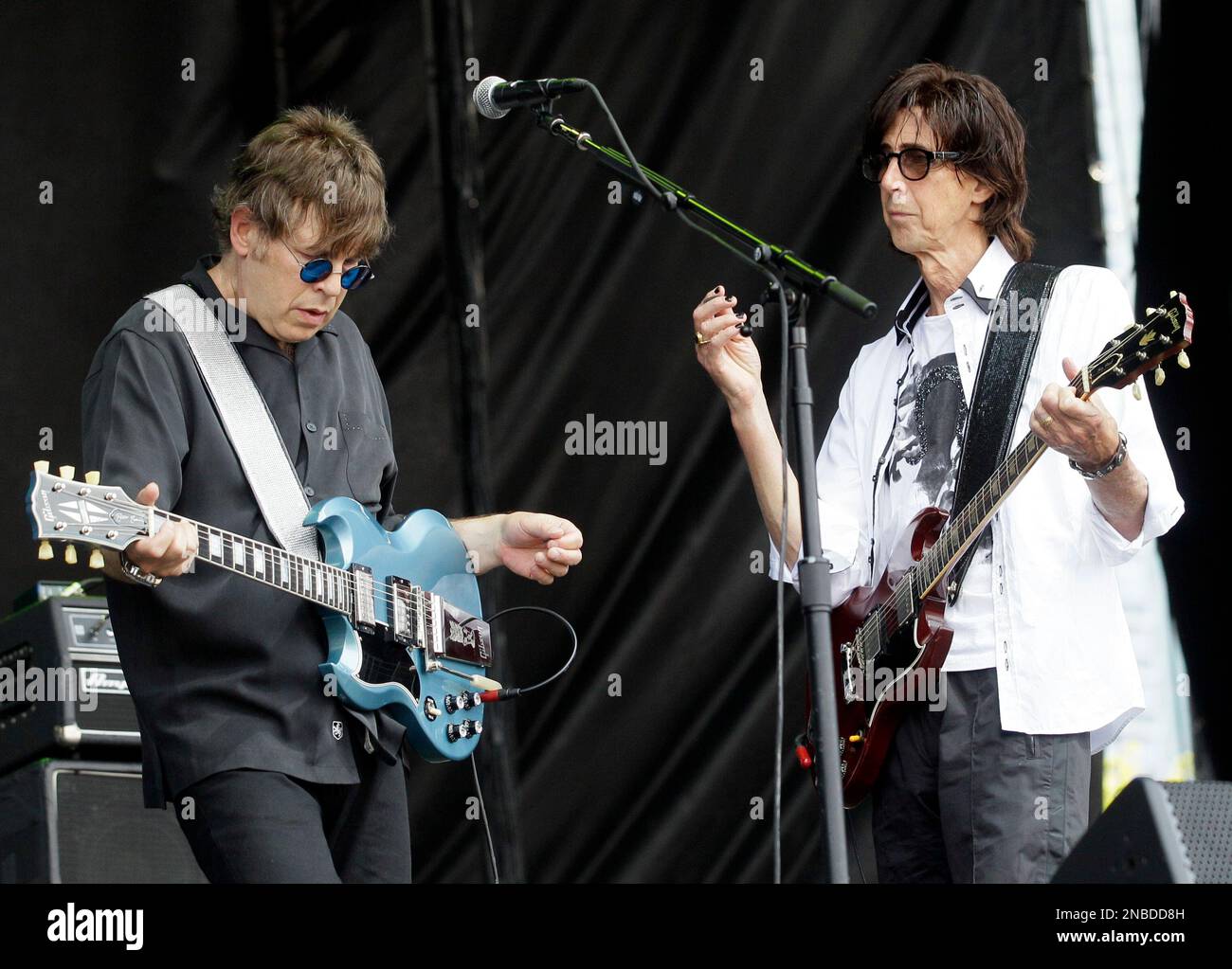 The Cars lead singer Ric Ocasek, right, guitar Elliot Easton perform ...