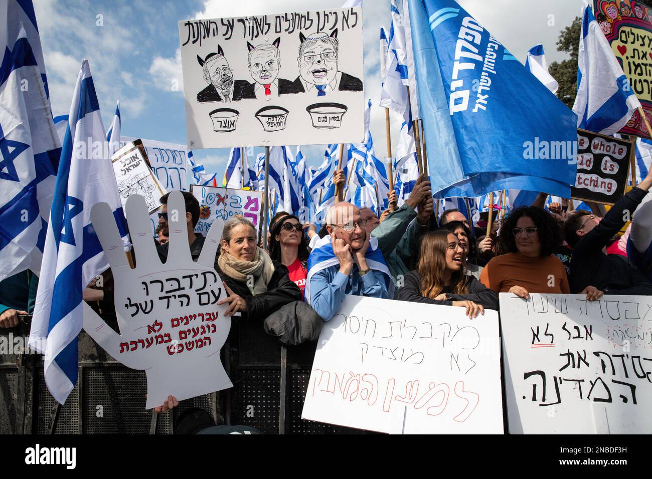 Jerusalem Israel 13th Feb 2023 Protestors Against The Judicial