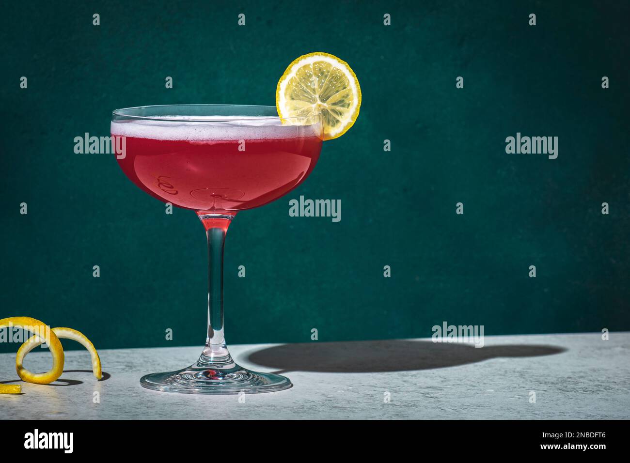 Pink lady alcoholic cocktail drink with gin, grenadine syrup, lemon ...