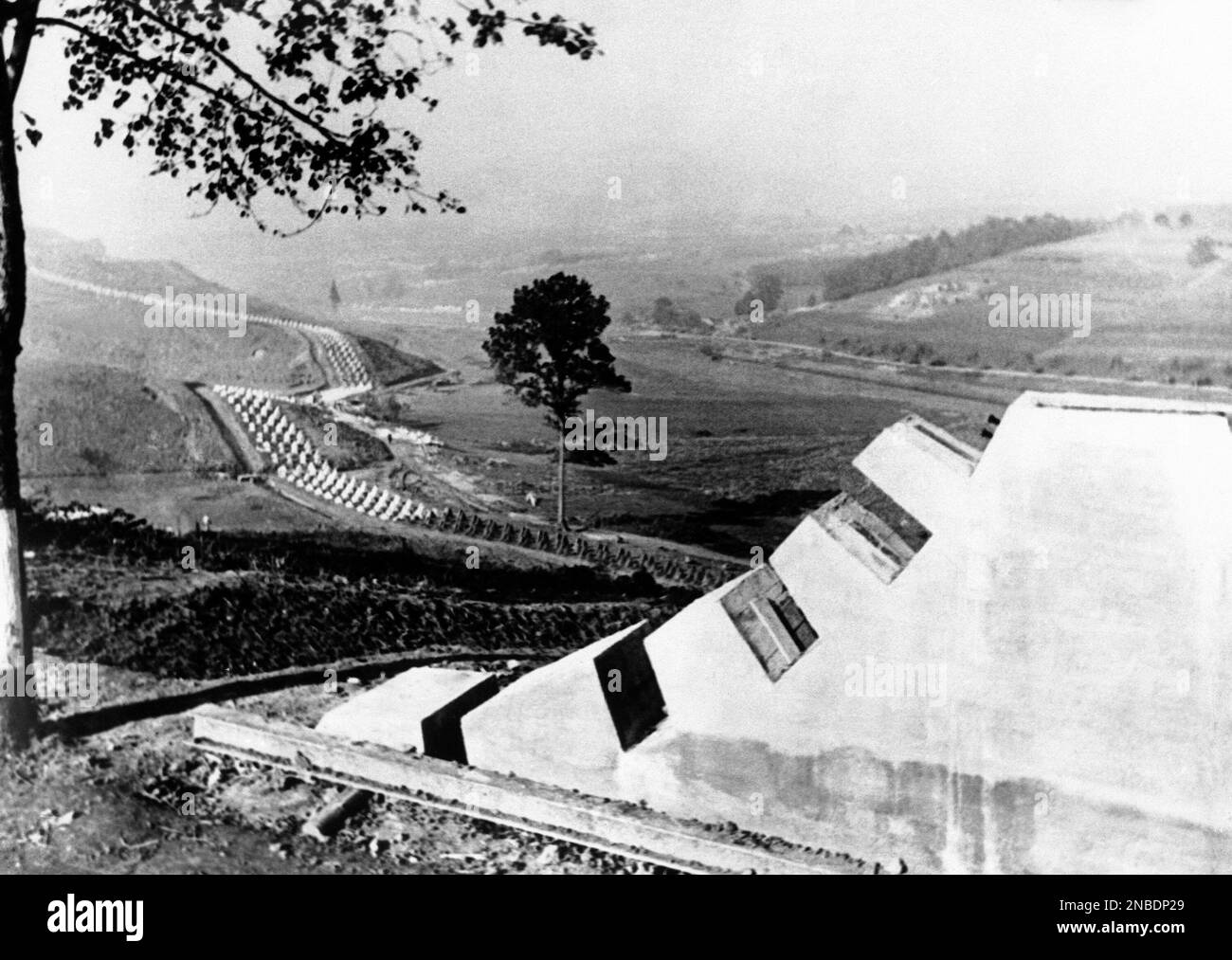 A general view of the giant concrete tank barriers of the western ...