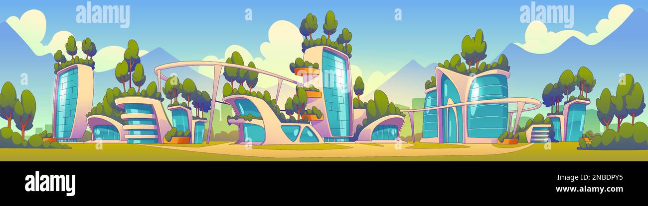 Green energy sustainable eco city banner concept. Smart building ...