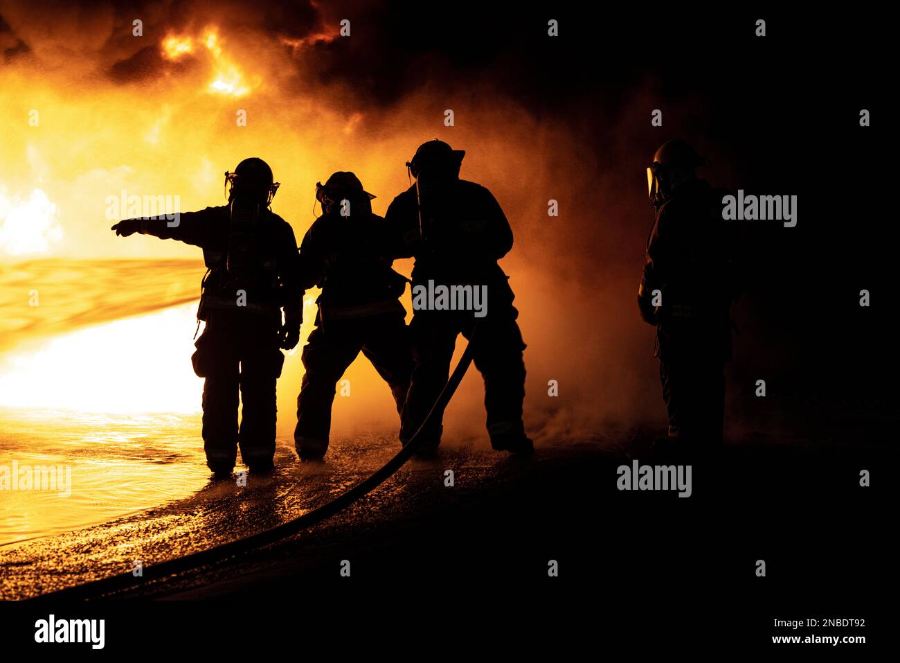 U.S. Marines with Aircraft Rescue and Firefighting, Headquarters and ...