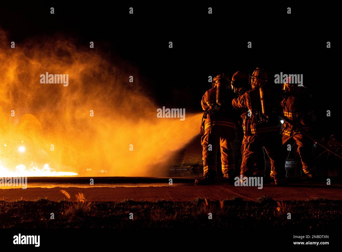 U.S. Marines with Aircraft Rescue and Firefighting, Headquarters and ...