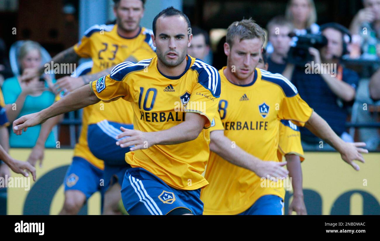 Los Angeles Galaxy's forward Landon Donovan (10) and midfielder Chris ...