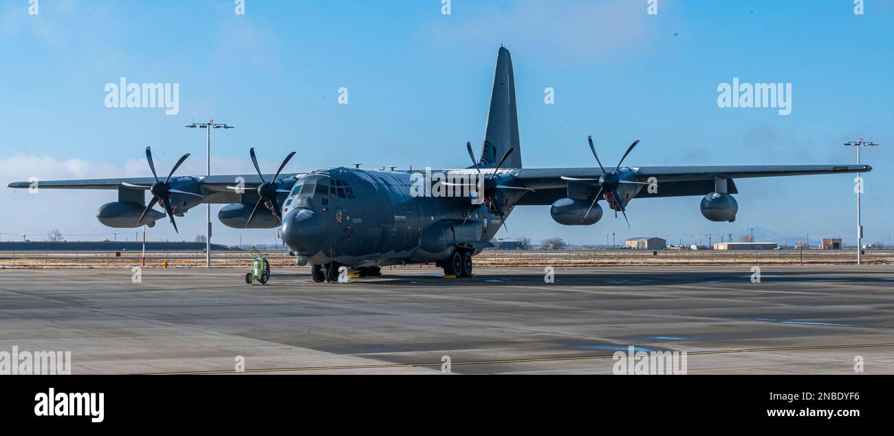 An MC-130J from the 58th Special Operations Wing waits to be de-iced ...