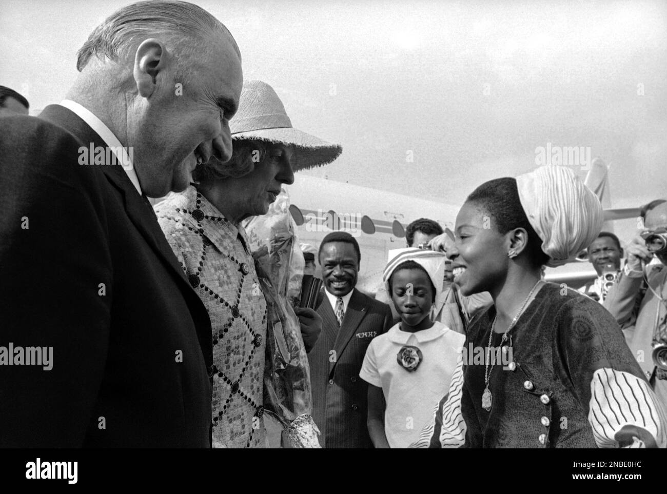 French President Georges Pompidou and his wife Claude Pompidou are ...