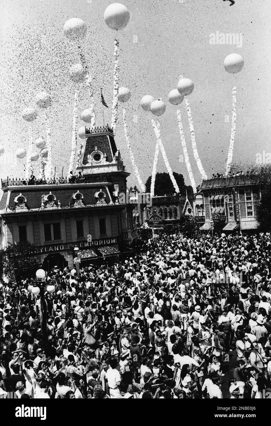 Some of nearly 60,000 guests that jammed Disneyland in Anaheim, Calif ...