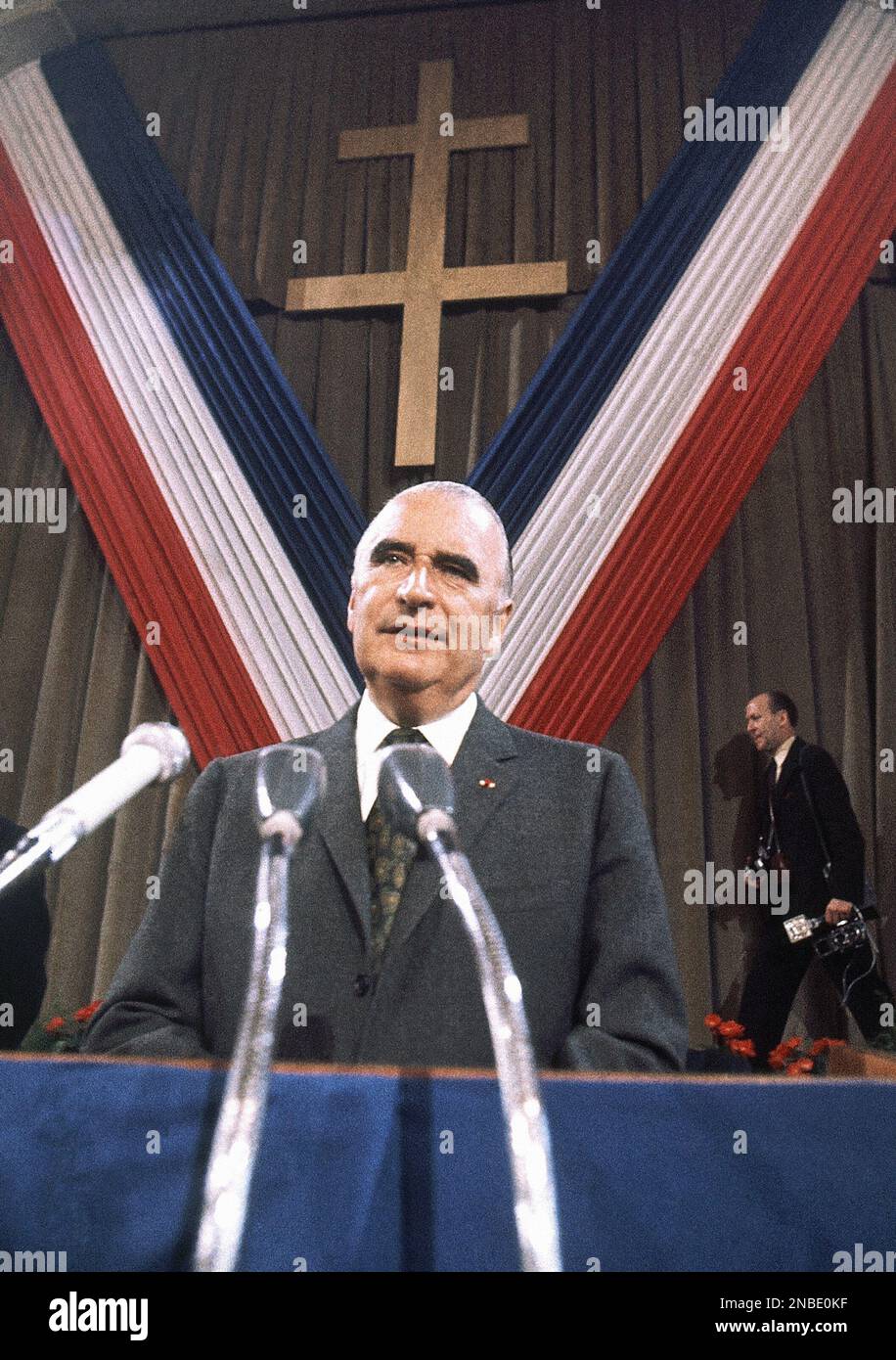 French President Georges Pompidou, during his visit to the Lorraine ...