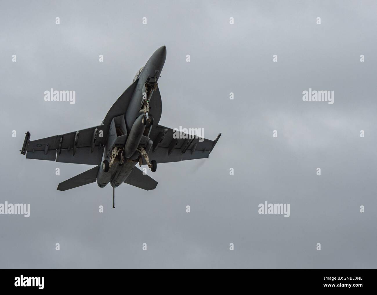 230213-N-MH015-1100 SOUTH CHINA SEA (Feb. 13, 2023) An F/A-18F Super Hornet from the “Mighty ...