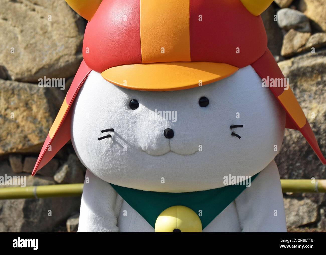 Hikonyan a mascot created by the Hikone City, appears in front of ...