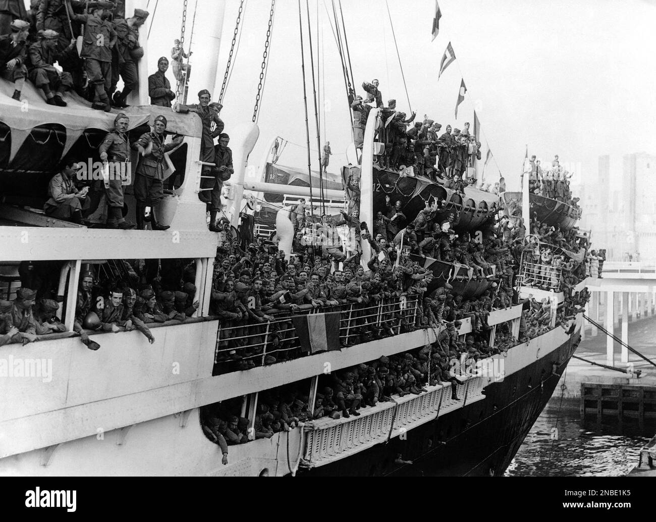 The troopship Liguria, one of the four carrying the 10000 Italian ...