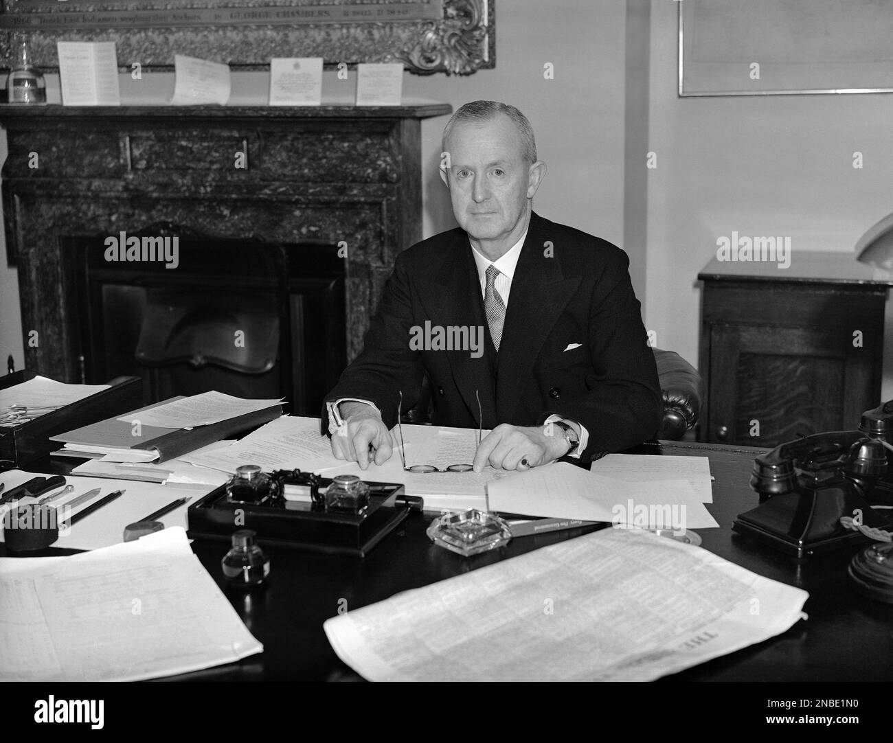 Vice-Admiral Andrew Brown Cunningham in his office at the Admiralty in ...