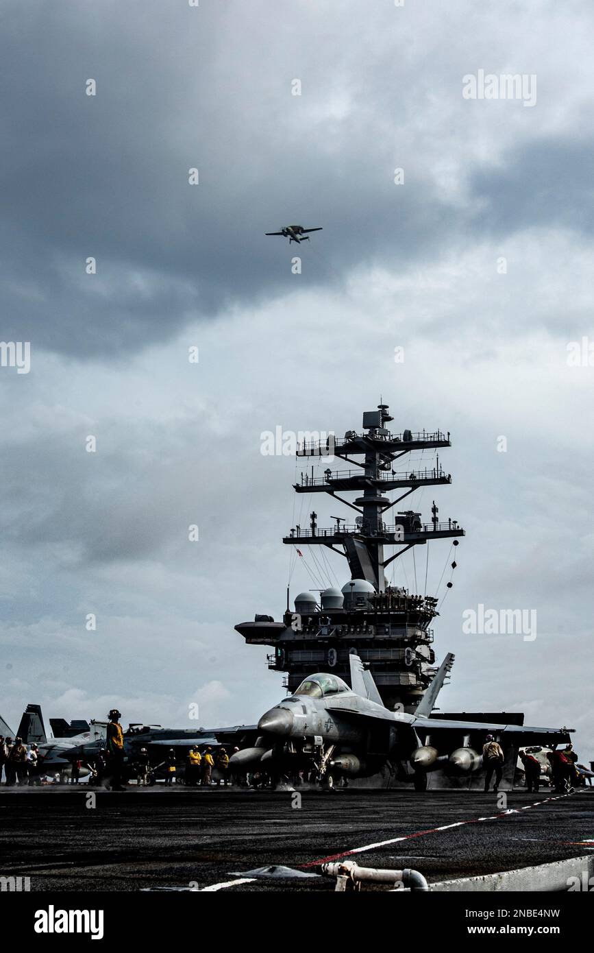 230212-N-KU796-1122 SOUTH CHINA SEA (Feb. 12, 2023) An E-2C Hawkeye ...