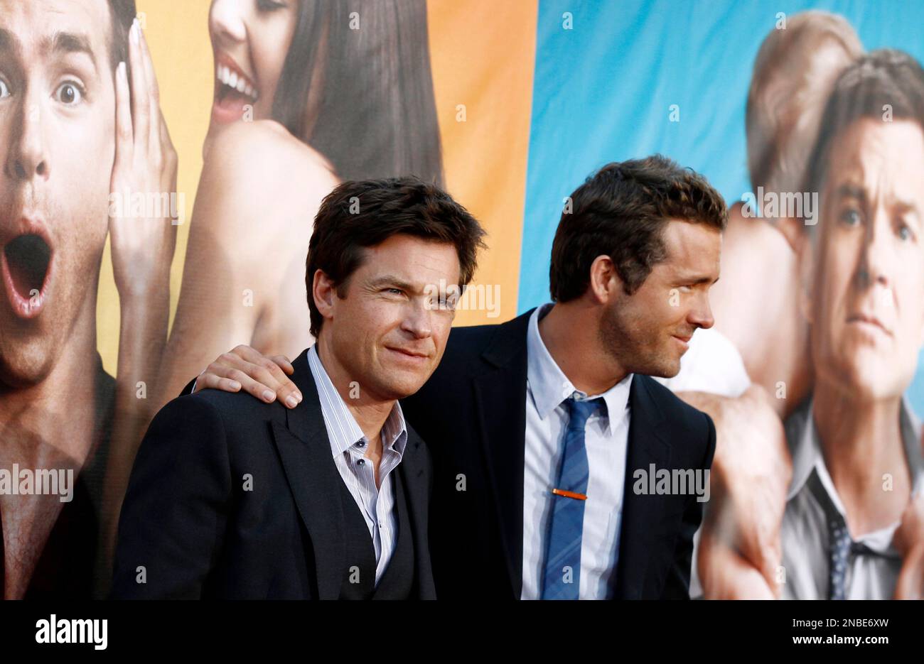 Cast members Ryan Reynolds, right, and Jason Bateman pose together at ...