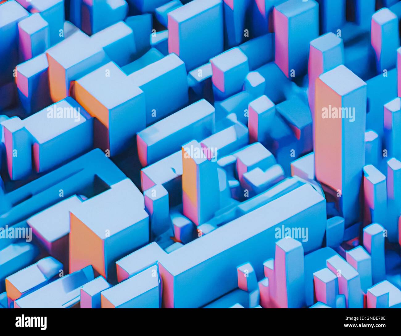 A 3D digital illustration of blue geometric techno cubes Stock Photo ...