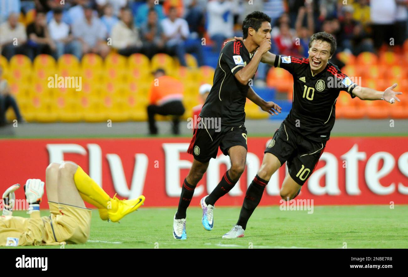 Mexico's Taufic Guarch, second from right, celebrates with teammate ...