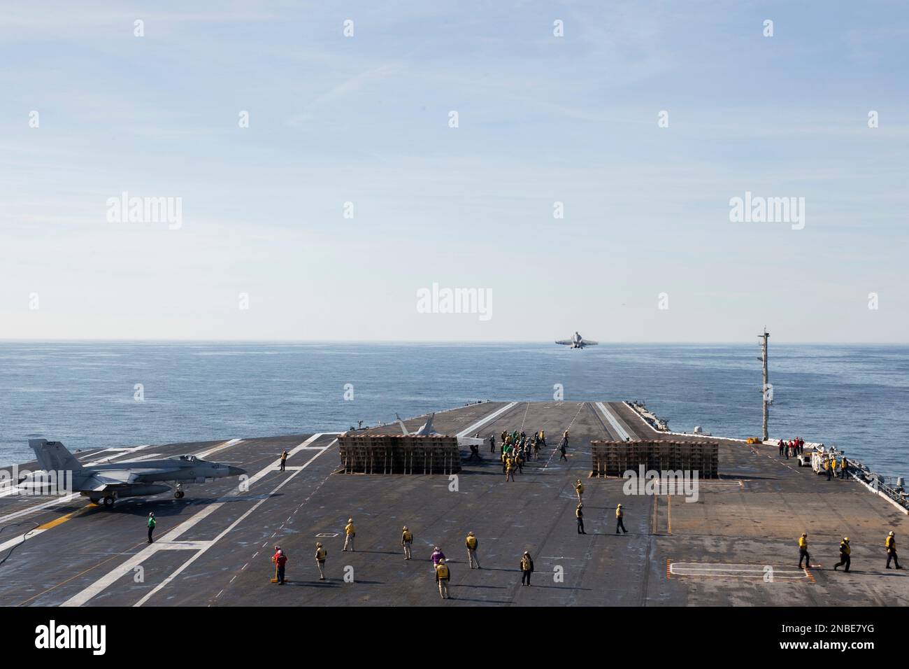 Sailors assigned to the first-in-class aircraft carrier USS Gerald R ...