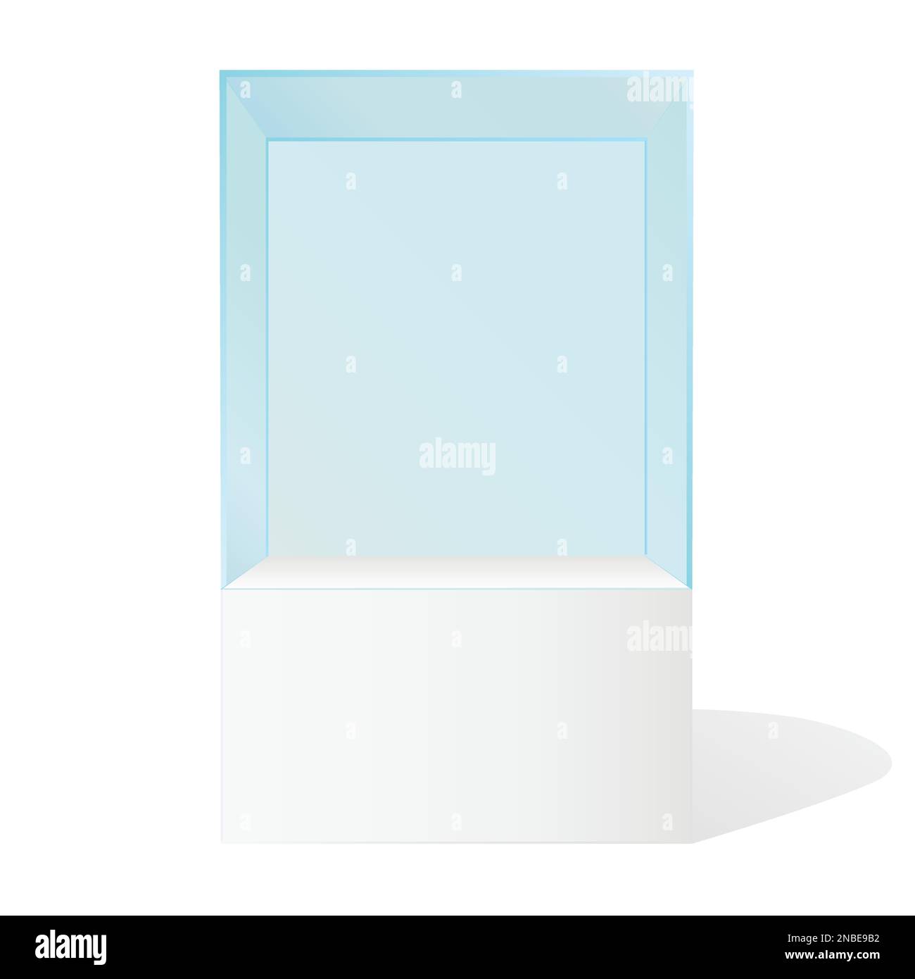 Realistic vector glass square showcase. Empty glass box in room Stock ...
