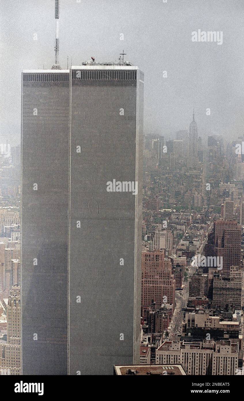 View of the World Trade Center towers in lower Manhattan, New York City ...