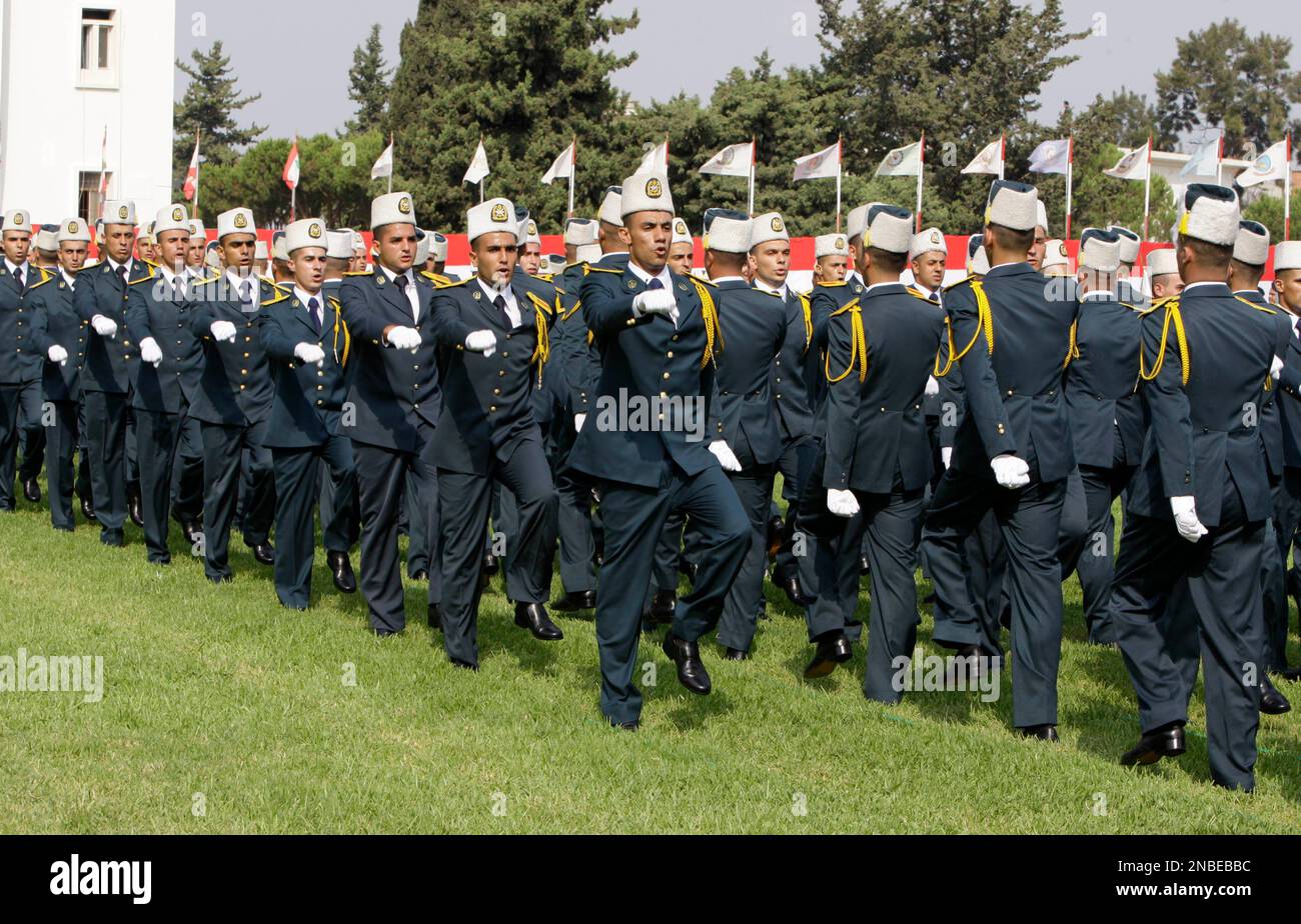 Lebanese officers parade during their graduation ceremony marking the ...