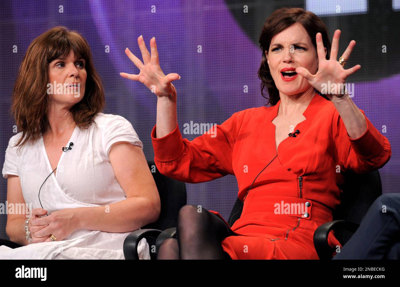 Elizabeth McGovern, right, and Siobhan Finneran, cast members in the ...