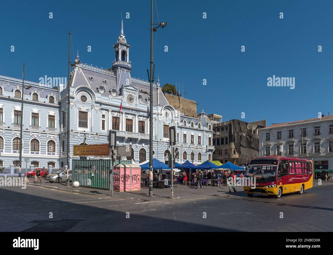 The Armada de Chile building at Plaza Sotomayor, Valparaiso, Chile ...