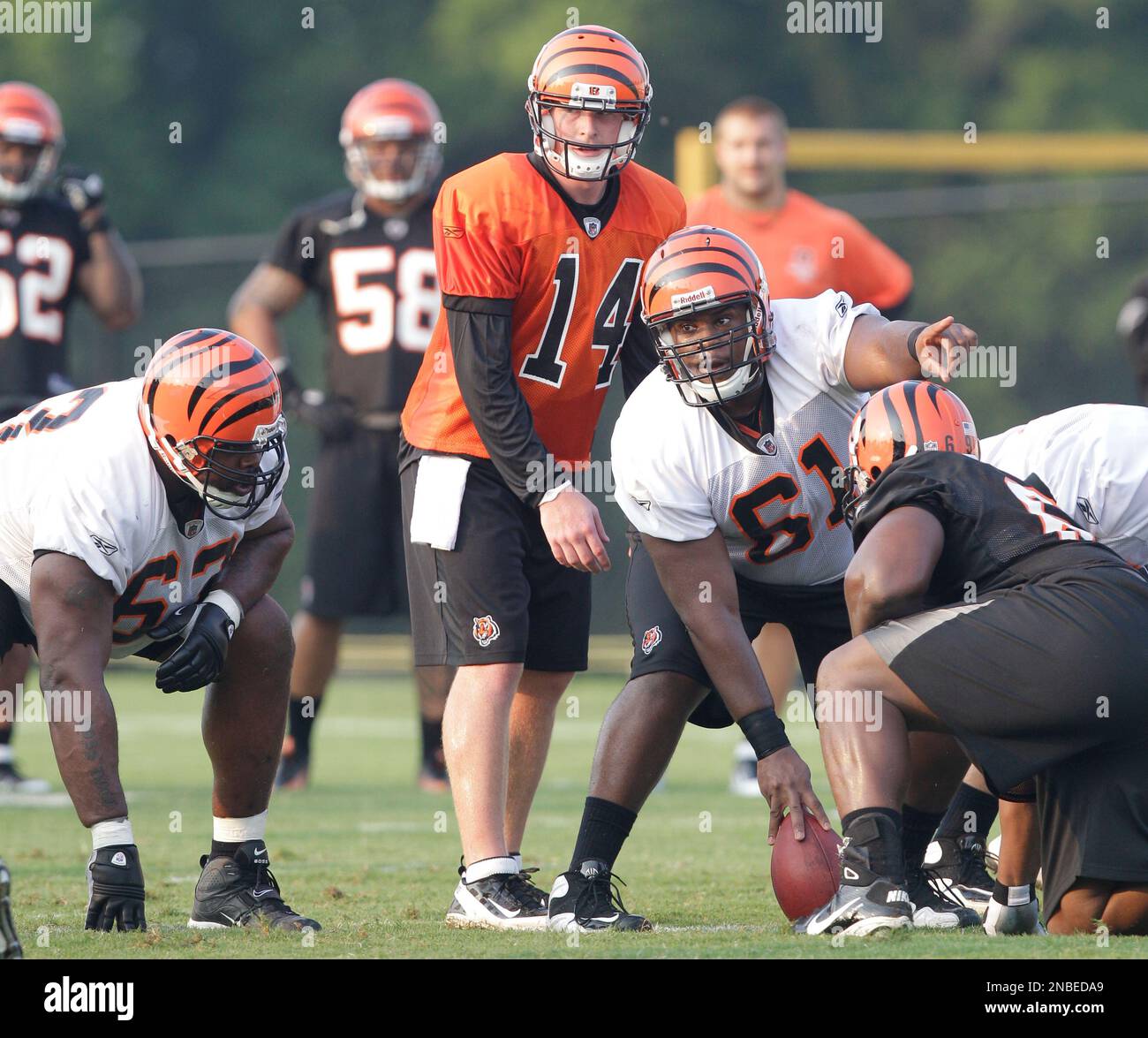 Cincinnati Bengals quarterback Andy Dalton (14) and center Reggie ...