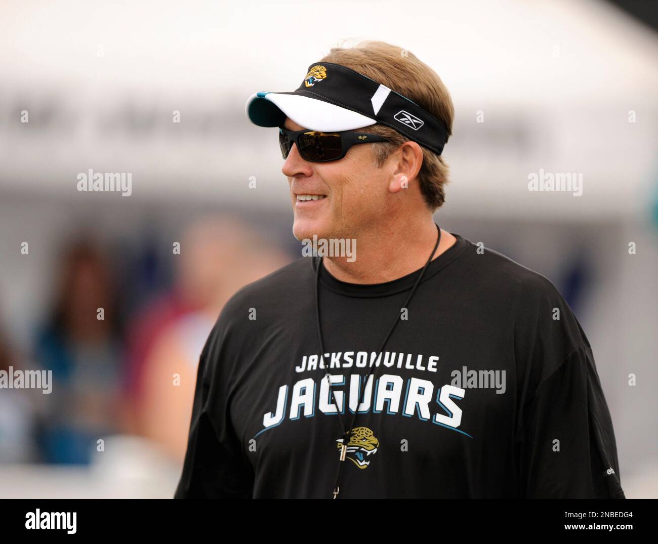 Jacksonville Jaguars head coach Jack Del Rio smiles for fans as he ...