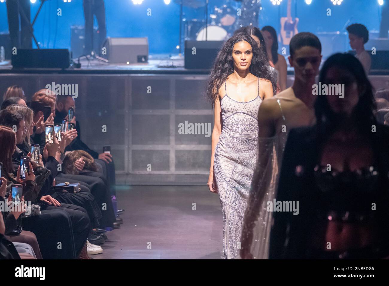 NEW YORK, NEW YORK - FEBRUARY 13: Models walk the runway finale at the ...