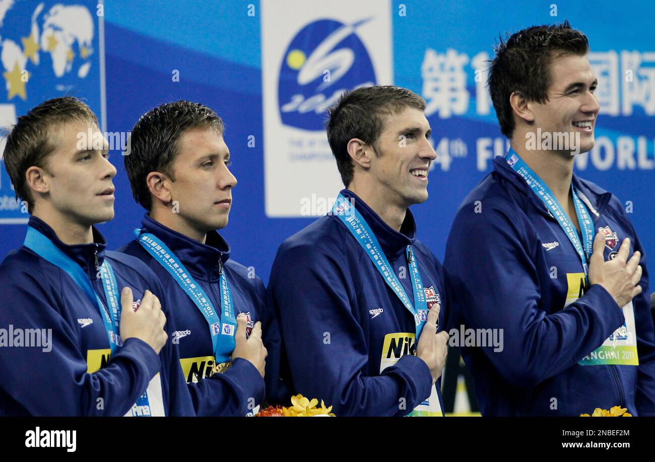 U.S. team members, from left, Nicholas Thoman, Mark Gangloff, Michael ...