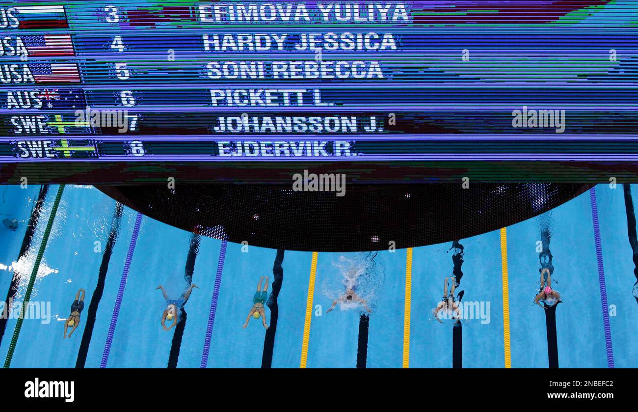 U.S. Jessica Hardy, second from right, swims on her way to winning the ...