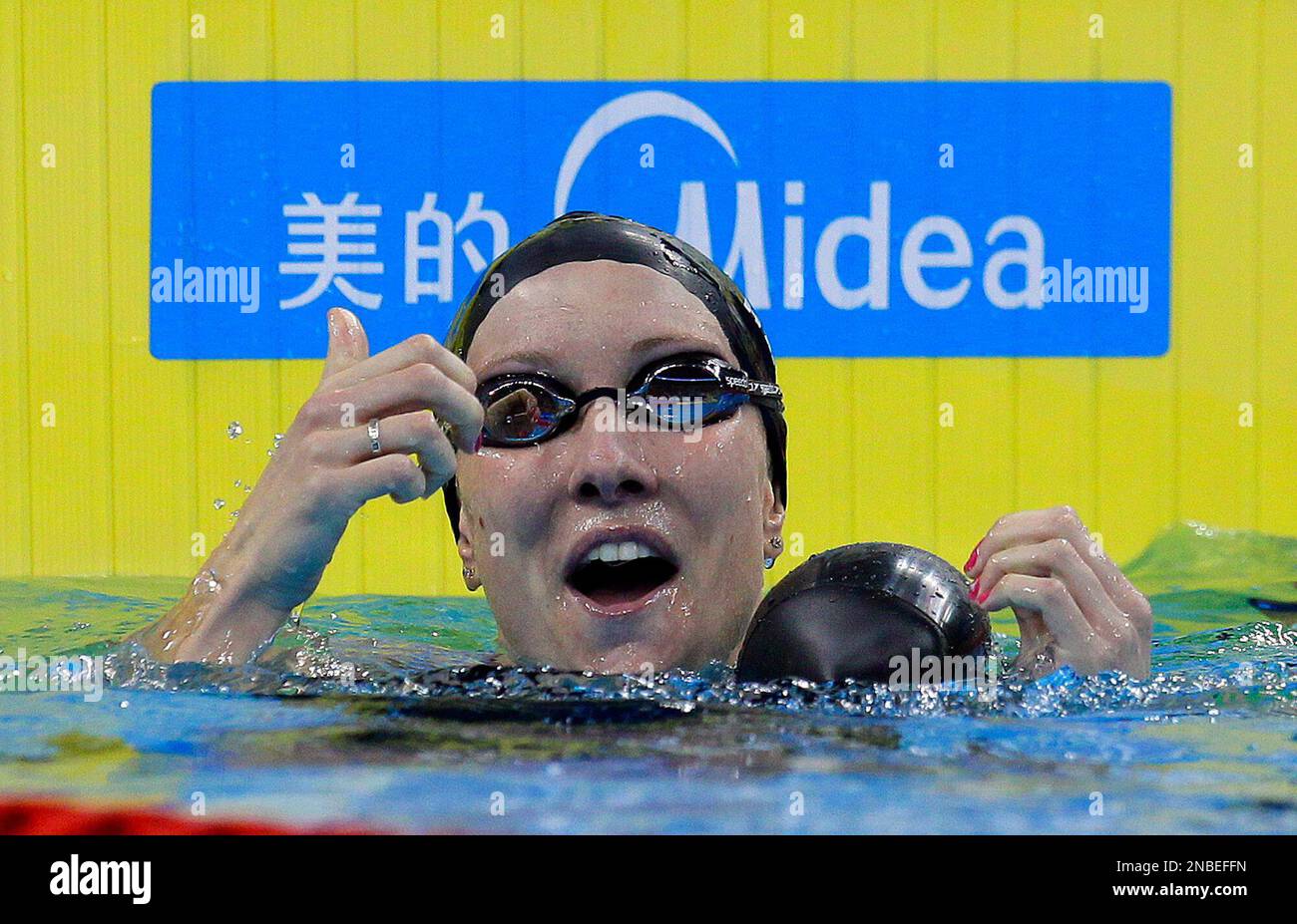 U.S. Jessica Hardy celebrates after winning the gold medal in the women ...