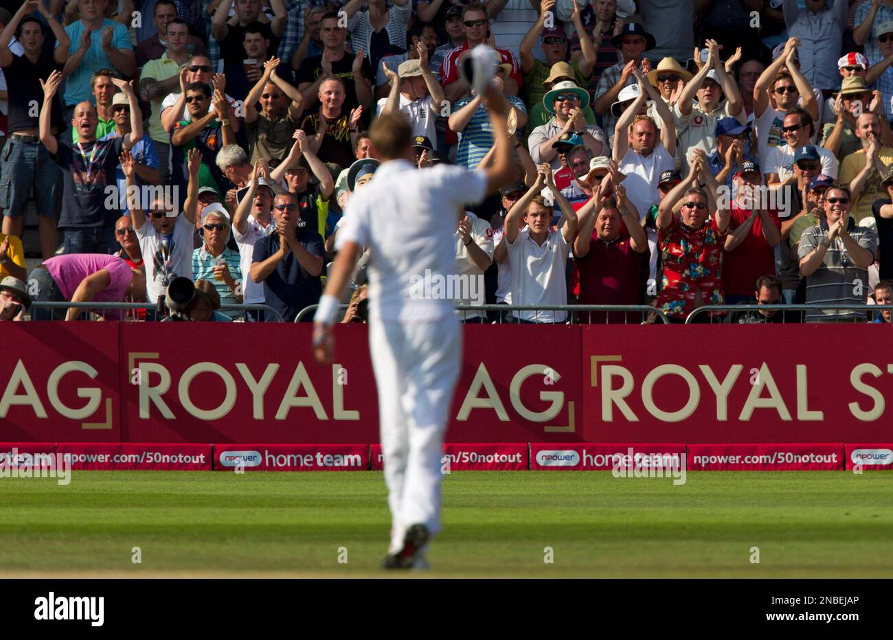 England's Stuart Broad acknowledges the applause of the crowd after his ...
