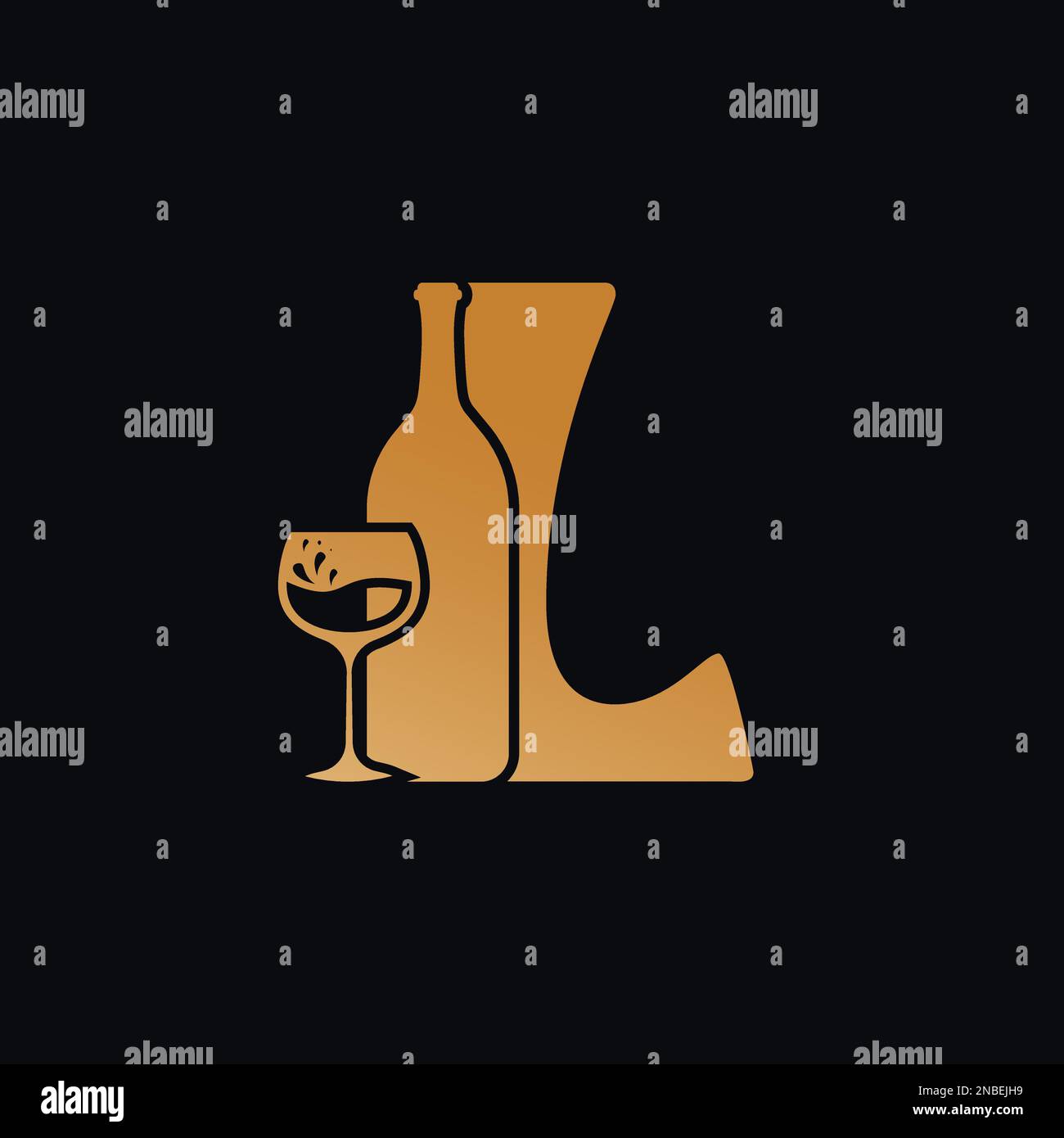 Letter L Logo With Wine Bottle Design Vector Illustration On Black ...