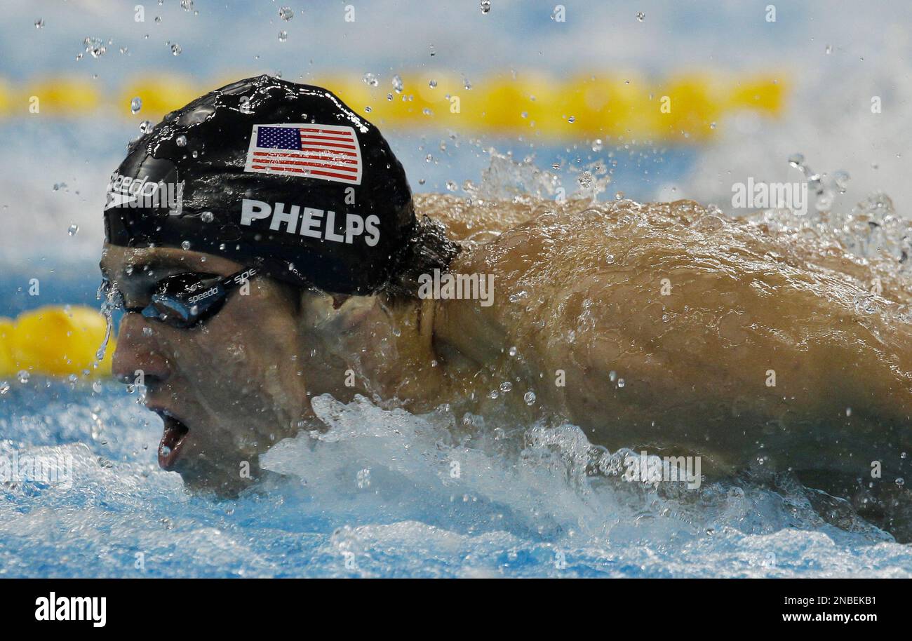 U.S. Michael Phelps swims on his way to winning the gold medal in the ...