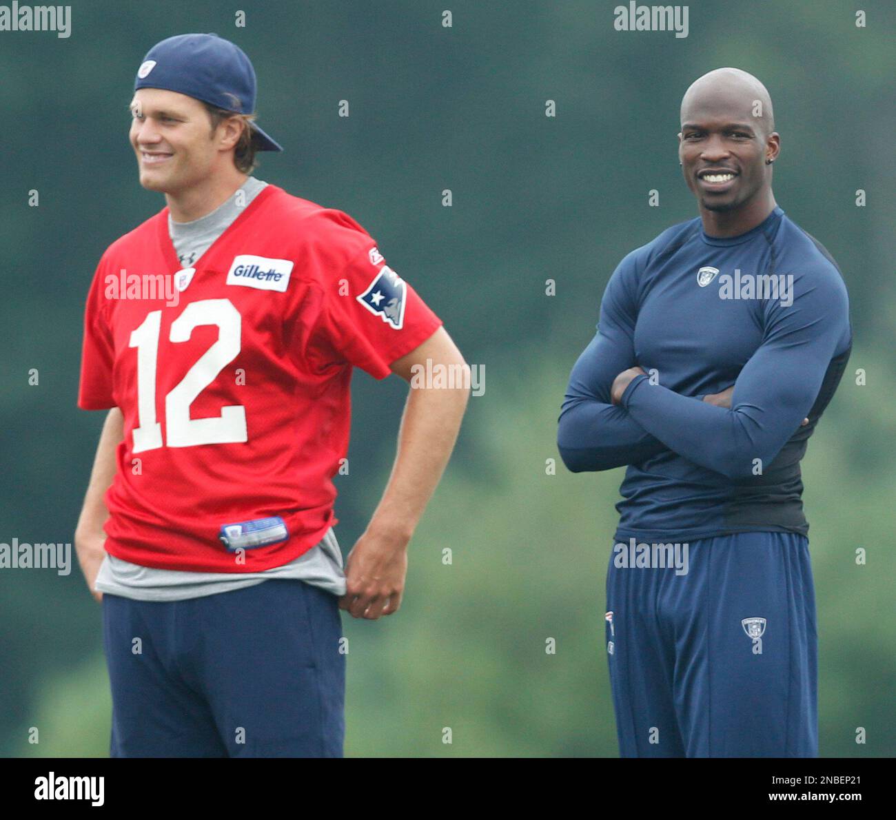 New England Patriots quarterback Tom Brady, left, and wide receiver ...