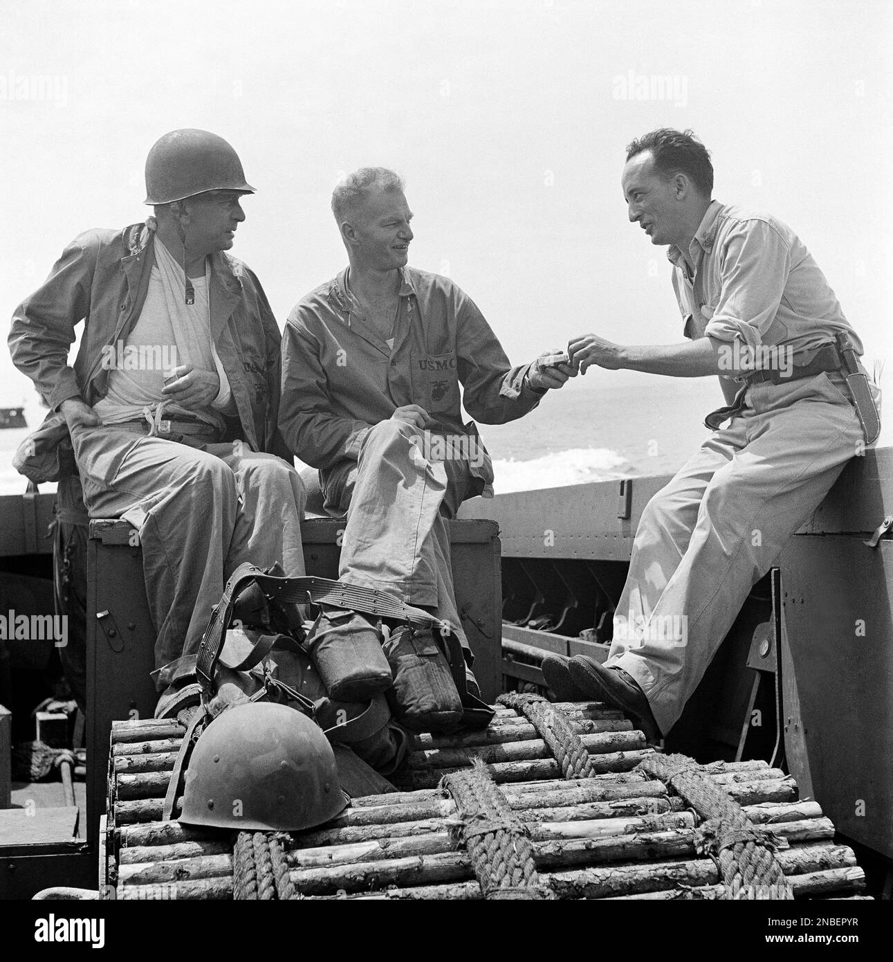 Aboard a ship which brought back the Marine raider battalions from ...